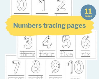 11 Numbers Tracing Pages, Numbers Flashcard, Coloring Page, Numbers ...