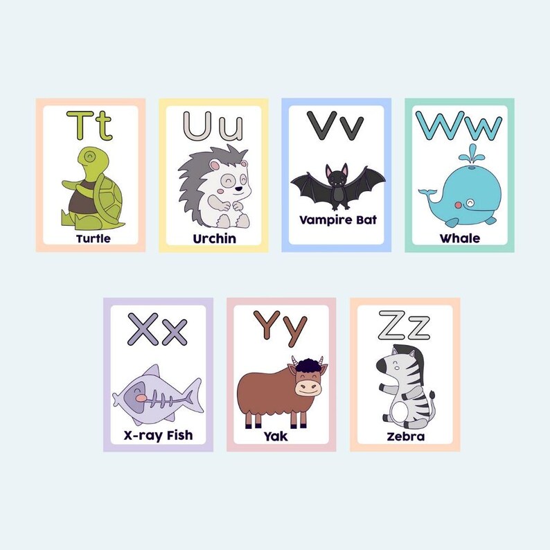 Animal Alphabet Flash Cards: Fun Preschool Printables (PDF) - Etsy