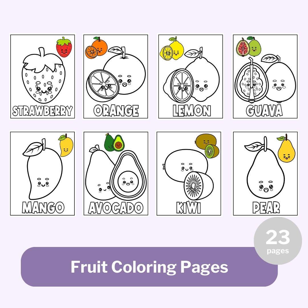 Fruit Coloring Pages: 23 Fun Simple Preschool Activities (PDF) - Etsy