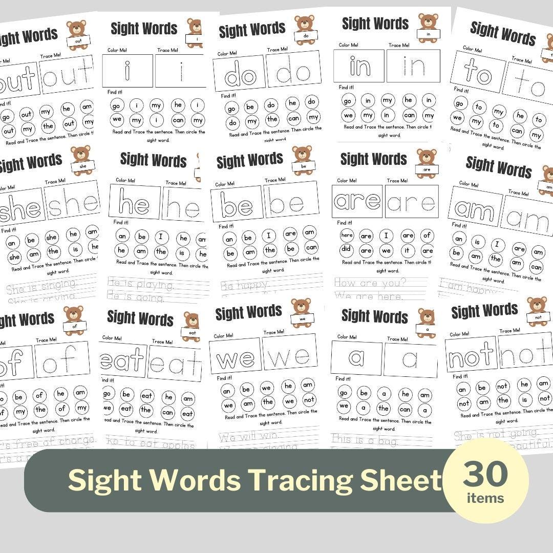 30 Printable Sight Words Tracing Sheets Coloring Pages Fun Educational ...