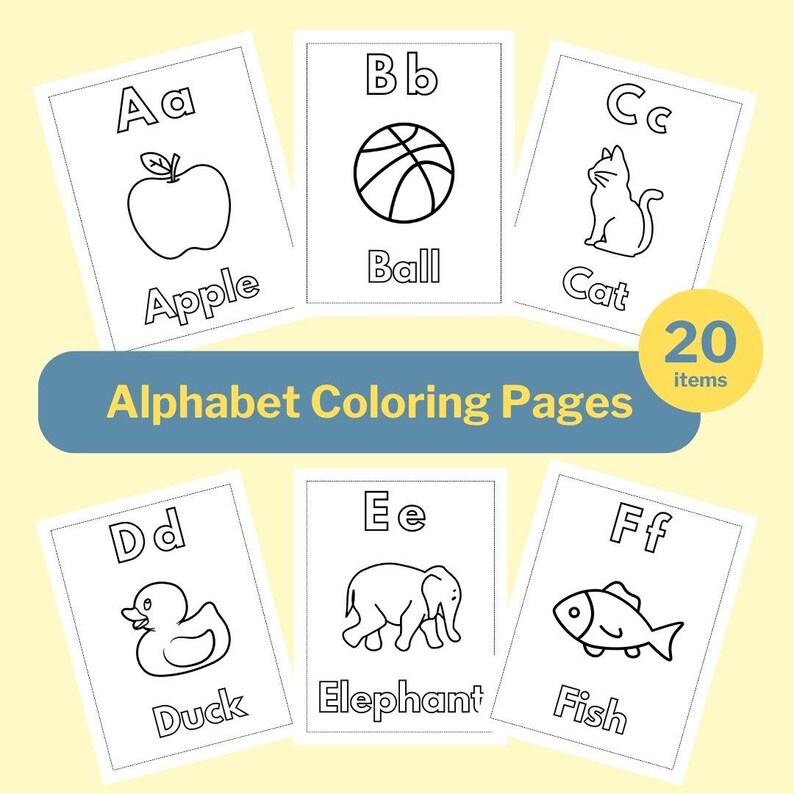 Alphabet Tracing Coloring Pages: Preschool Learning (PDF) - Etsy