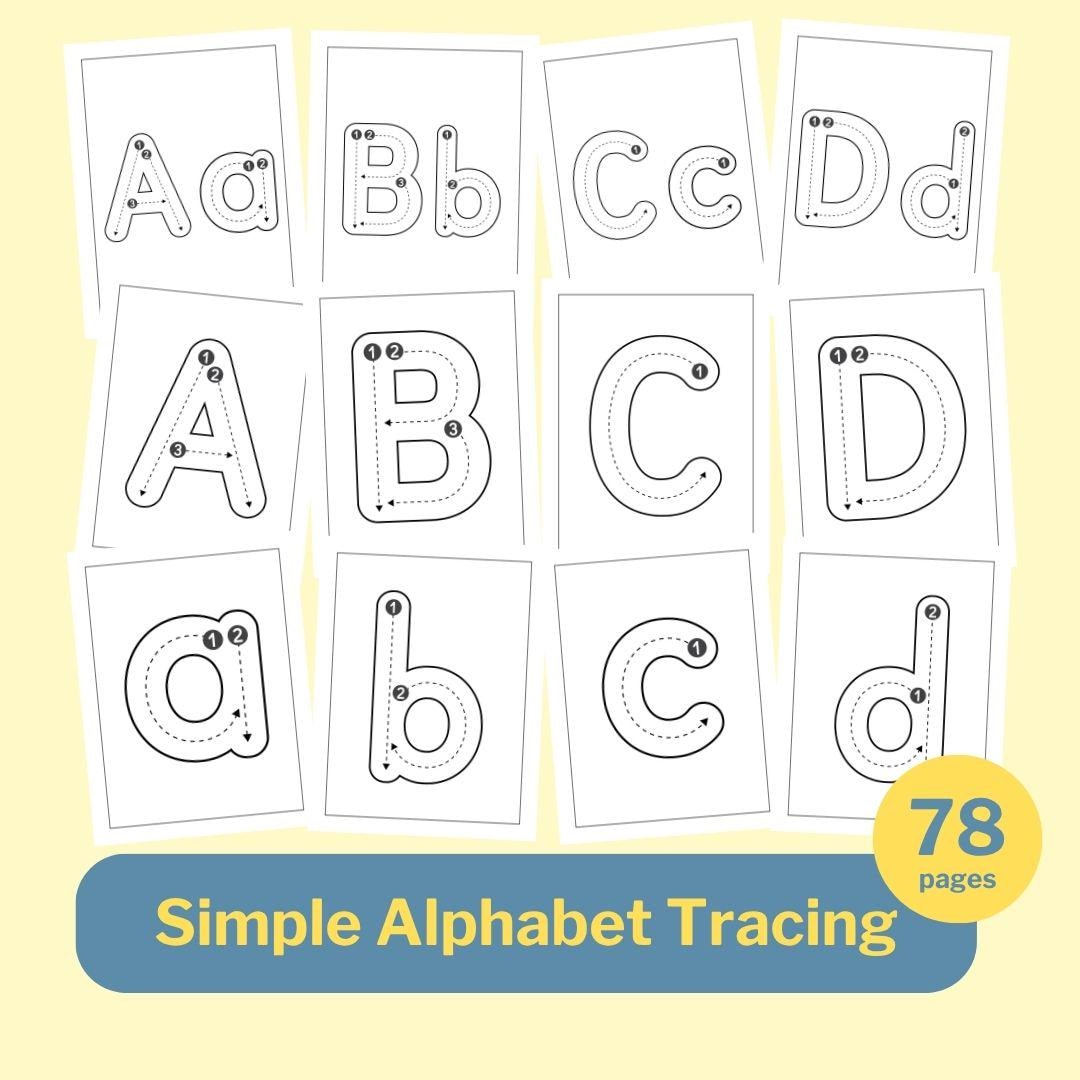 Alphabet Tracing Pages: Kids Coloring Sheets, Printable Art (PDF ...