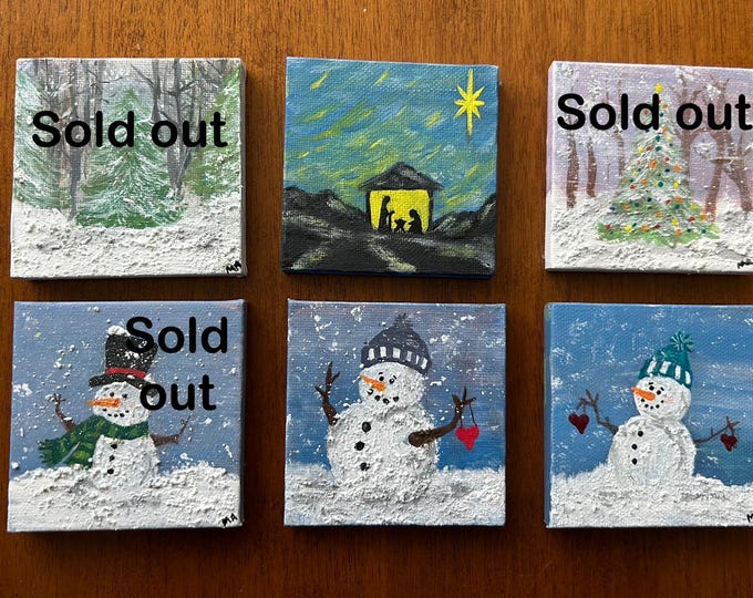 4"x4" Original Christmas Sprig Mini Art | Watercolor | Vintage-style ...