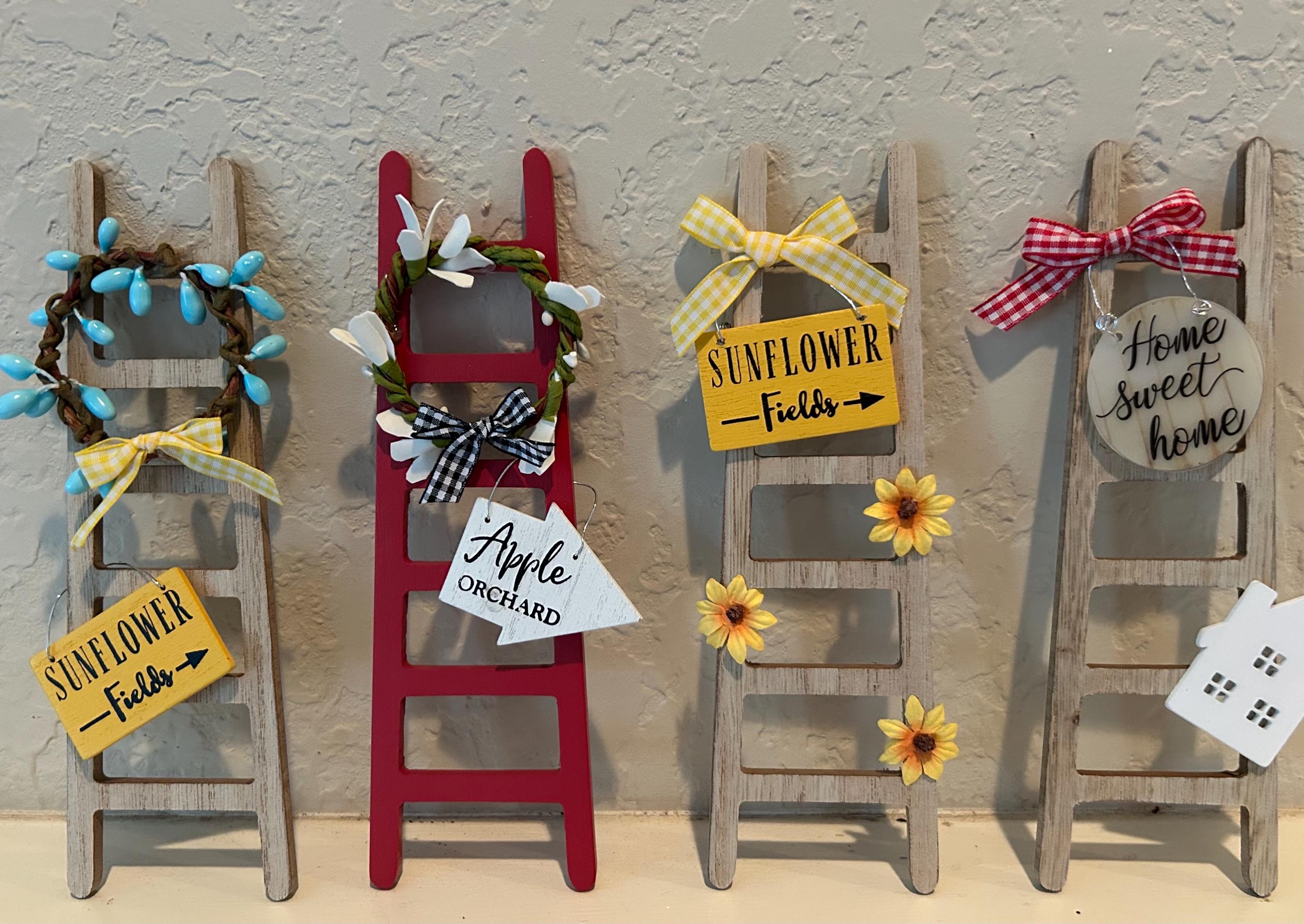 Mini Wood Ladders, Year Round Accents, Tiered Tray Decor, Seasonal ...
