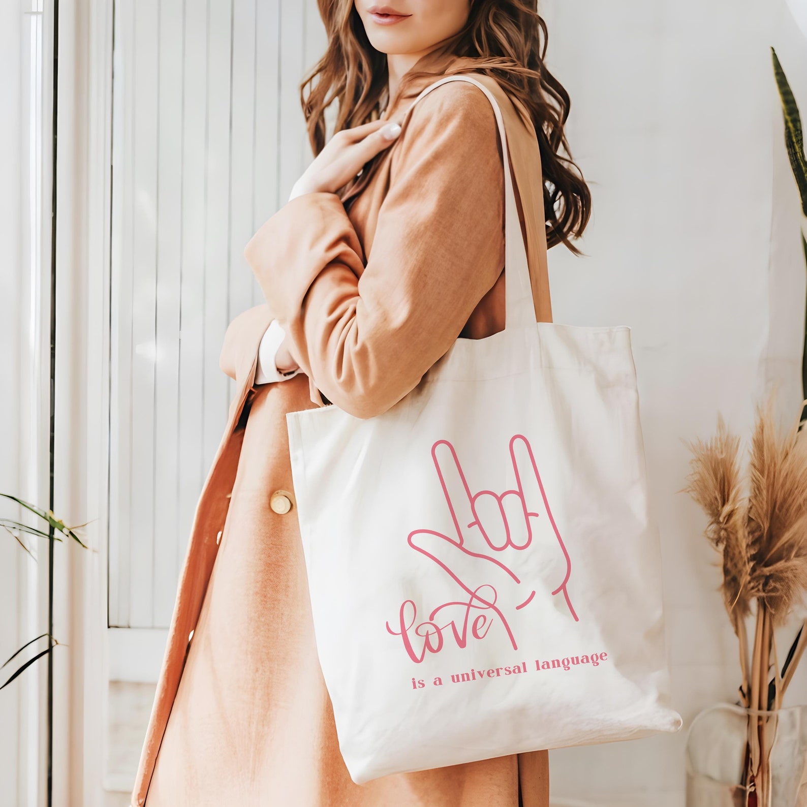 ASL Love Sign Tote Bag ASL Teacher Gift Teacher Appreciation Shoulder ...