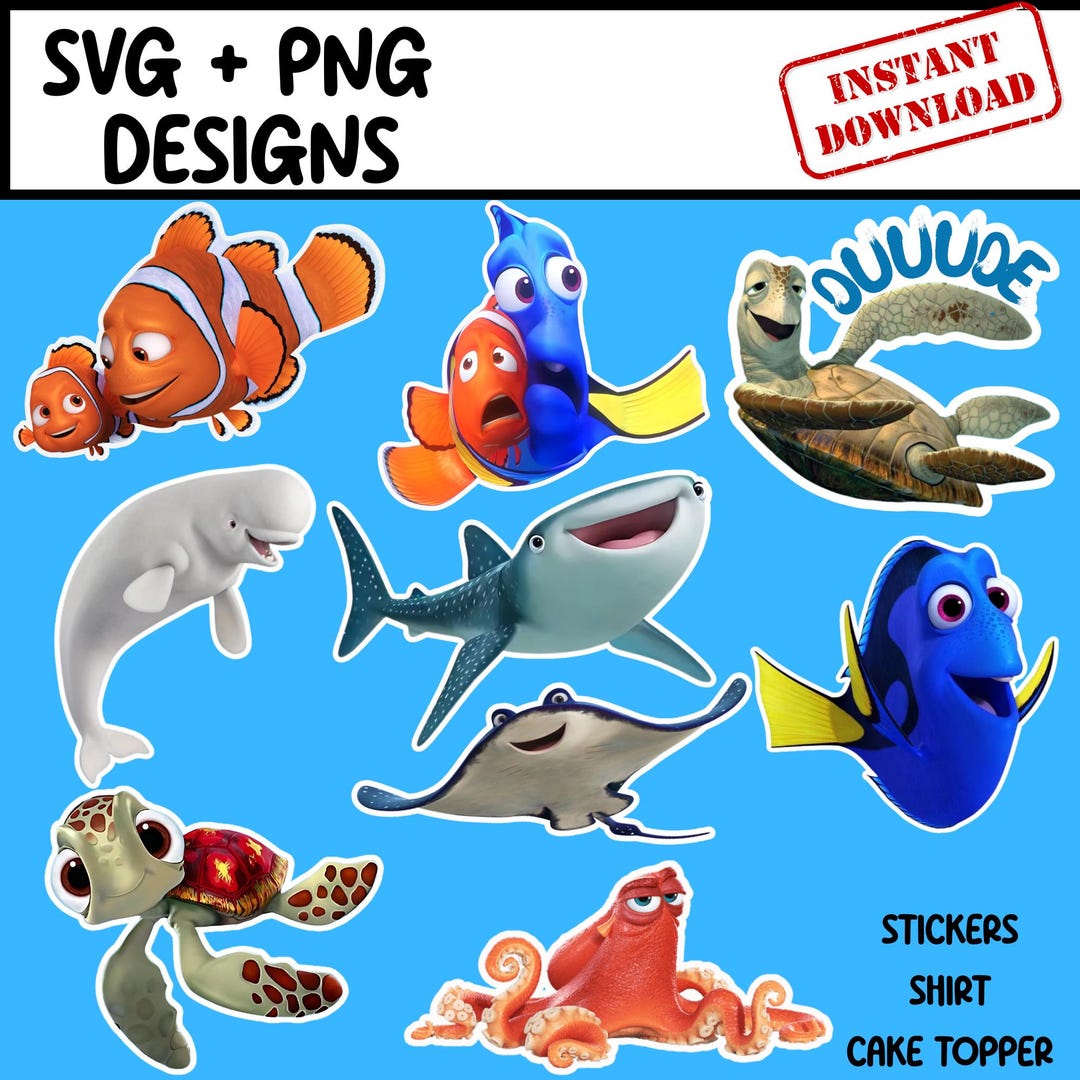 Finding Nemo SVG PNG Clipart | Disney Nemo Digital Download | Squirt ...