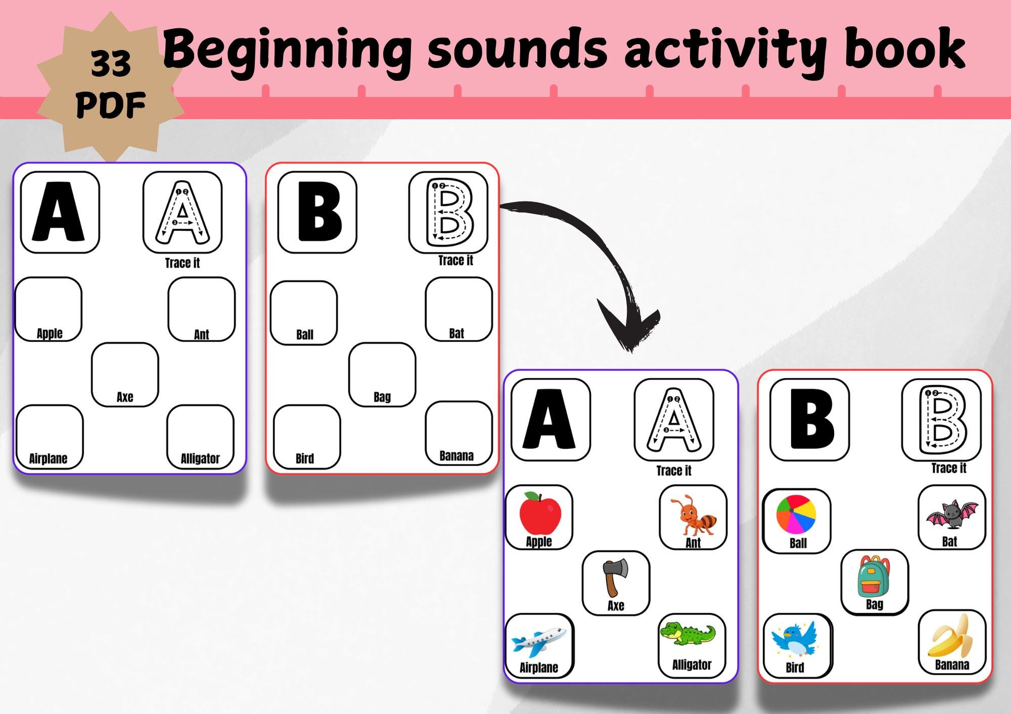 Beginning Sounds Matching Game: ABC Phonics Activity (PDF Download - Etsy