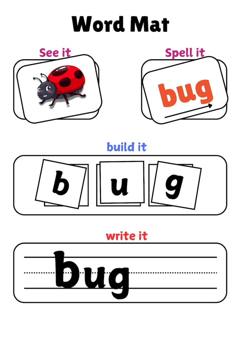 CVC Words, Word Building Mat, Phonics Worksheets, Learn ,read Spelling ...