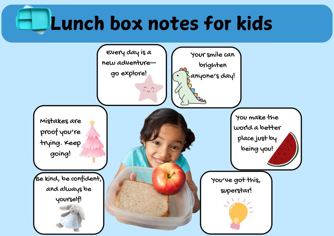 Cute Lunch Box Notes Printable Lunchbox Positive Affirmation ...