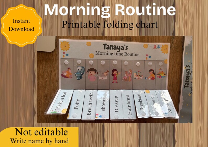 Morning Routine Chart, Printable Folding Flip Chart , Kids Daily Before ...