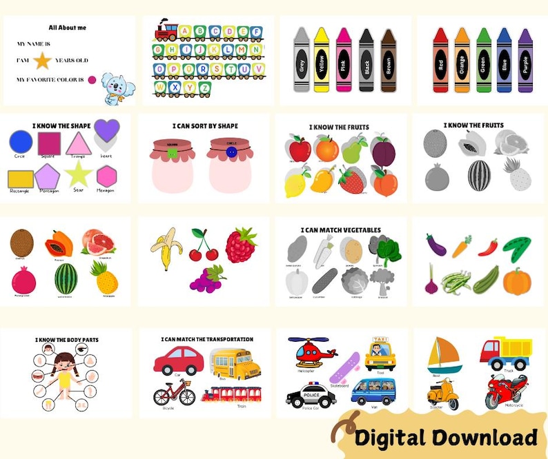 Montessori Busy Book Printable Toddler Learning Binder Preschool ...