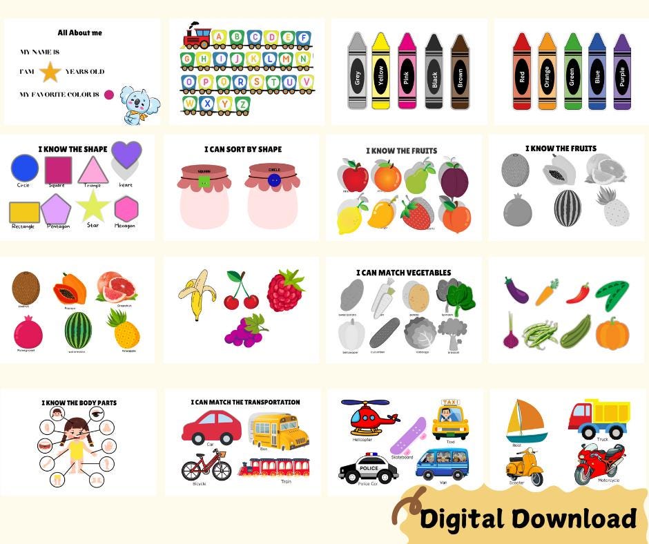 Montessori Busy Book Printable Toddler Learning Binder Preschool ...