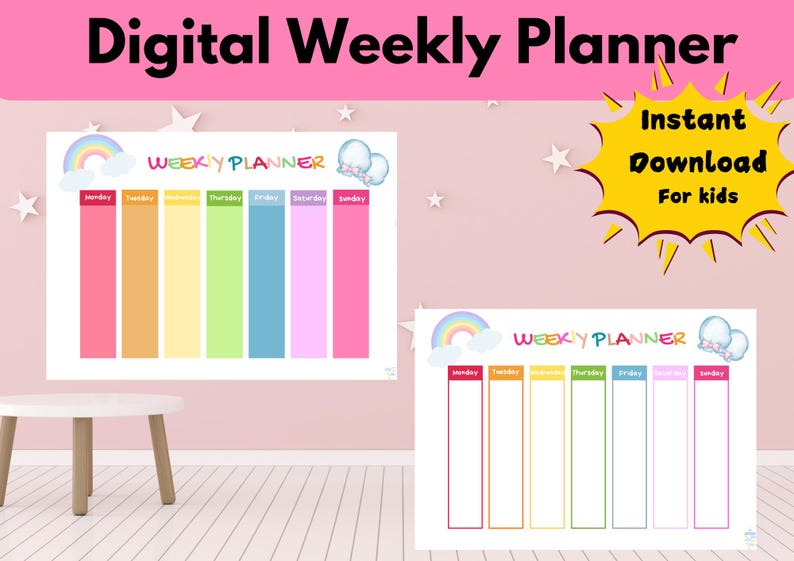 Rainbow-themed Kids Weekly Planner, Perfect for Toddler Homeschooling ...