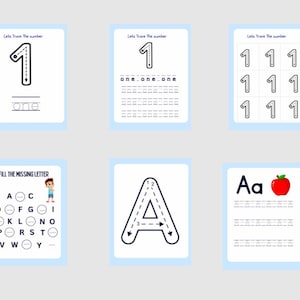 Toddler Alphabet Trace Numbers Worksheets to 10 for Preschool, Number ...