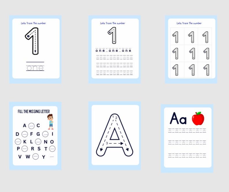 Toddler Alphabet Trace Numbers Worksheets to 10 for Preschool, Number ...