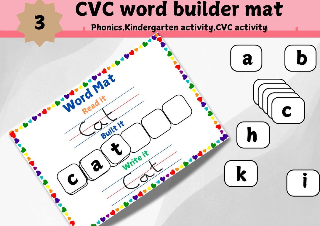 CVC Words, Word Building Mat, Phonics Worksheets, Learn ,read Spelling ...