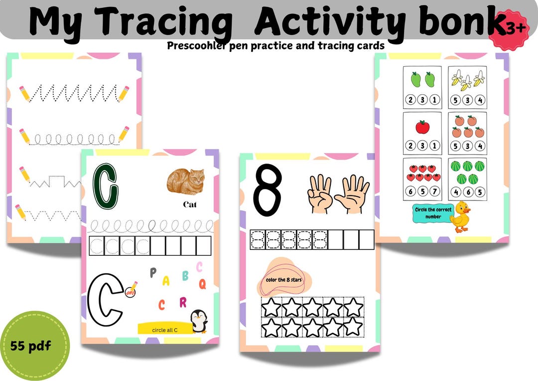 Alphabet & Number Tracing Worksheets: Preschool Learning Activity (PDF ...