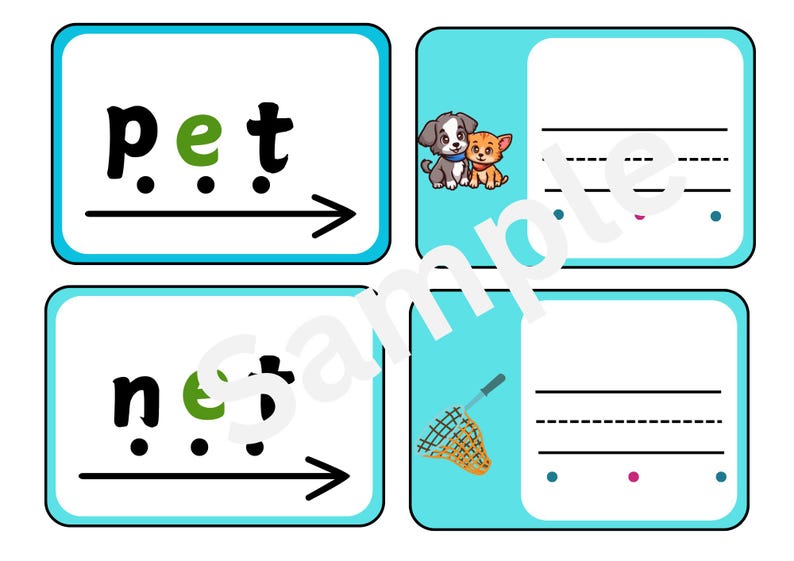 Phonics CVC Words Dry Erase Handwriting Flash Cards Phonics Game ...