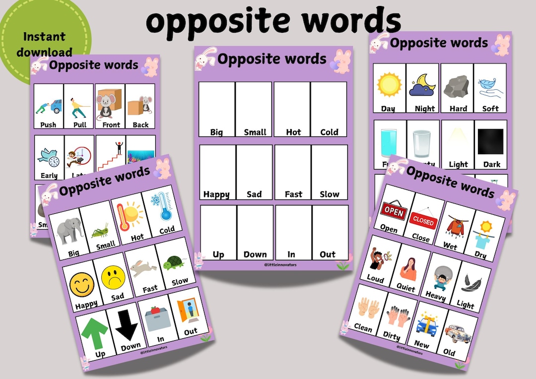 Opposites Matching Activity, Preschool, Kindergarten, Nursery, Special ...