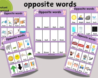 Opposites Matching Activity, Preschool, Kindergarten, Nursery, Special ...
