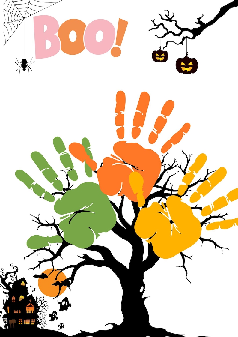 Halloween Handprint Art Bundle: Spooky Kids Crafts (digital Download ...