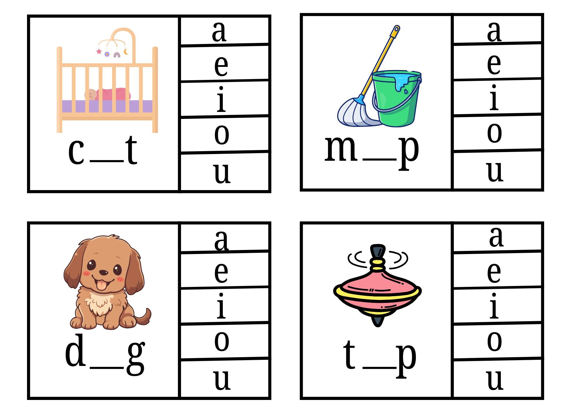 CVC Vowel Sound Clip Cards , CVC Activity, Learning Activities, Reading ...