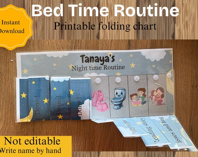Bedtime Routine Chart, Printable Folding / Flip Chart : Kids Daily ...
