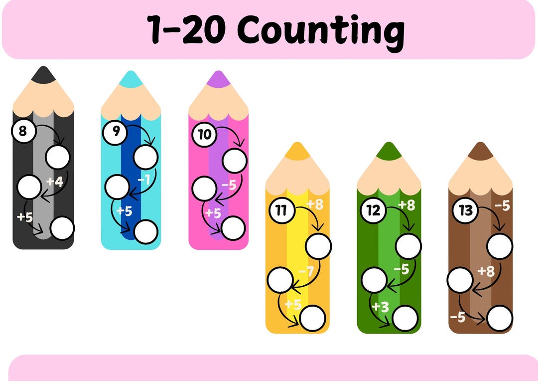 1-20 Numbers Addition and Subtraction Worksheets, Math Worksheets, 1st ...