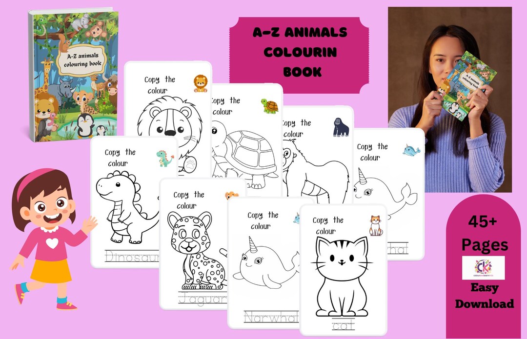 A-z Animals Colouring Book - Etsy