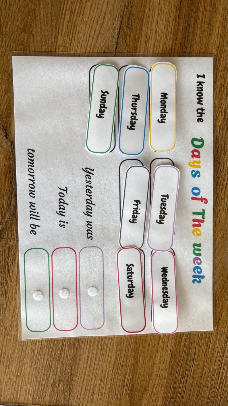 Days of the Week Printable: Preschool Calendar Activity (digital ...