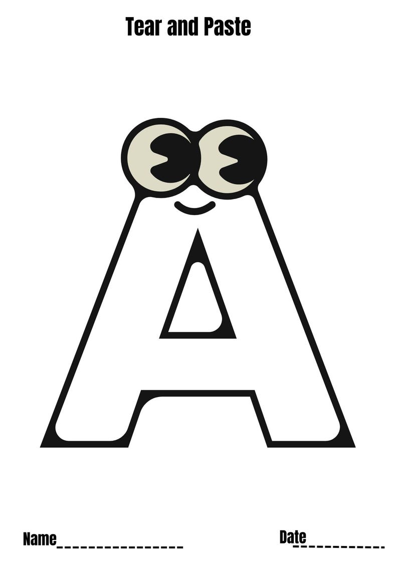 Alphabet Tear and Paste Worksheets, Fine Motor Skills (digital Download ...