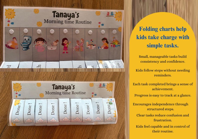 Morning Routine Chart, Printable Folding Flip Chart , Kids Daily Before ...