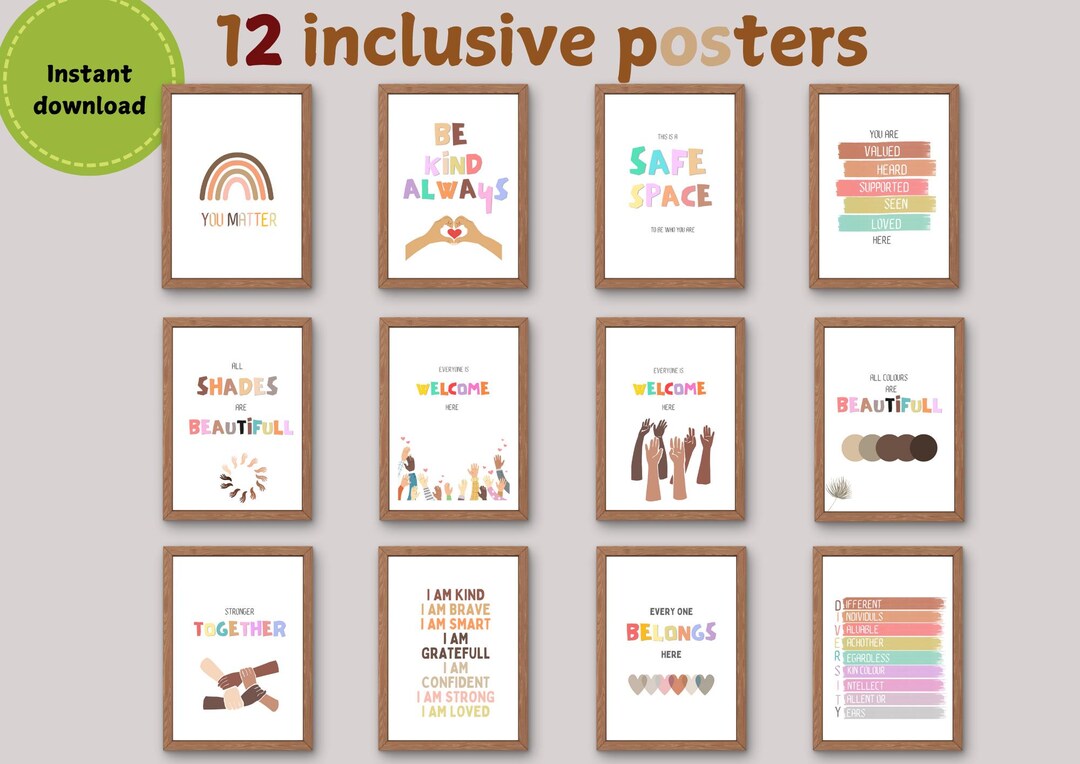 12 Inclusive Posters,diversity and Equality Wall Art, Inclusive ...