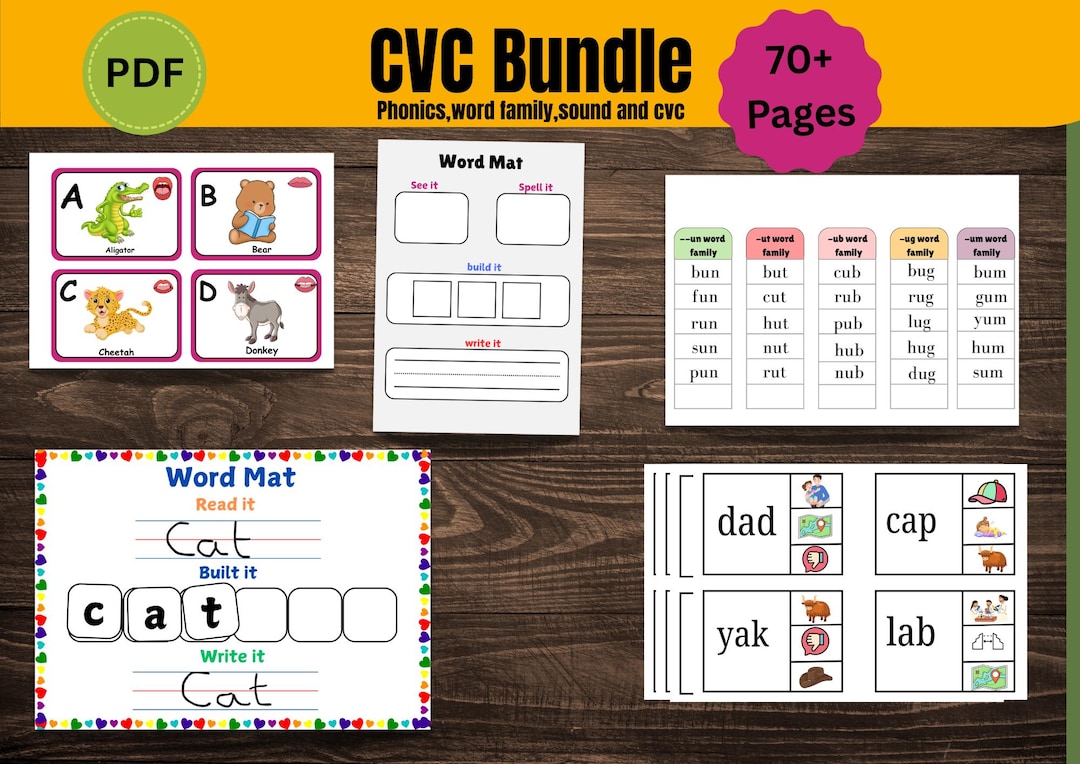 CVC Words Learning Bundle: Flashcards, Word Builder, Phonics (PDF ...