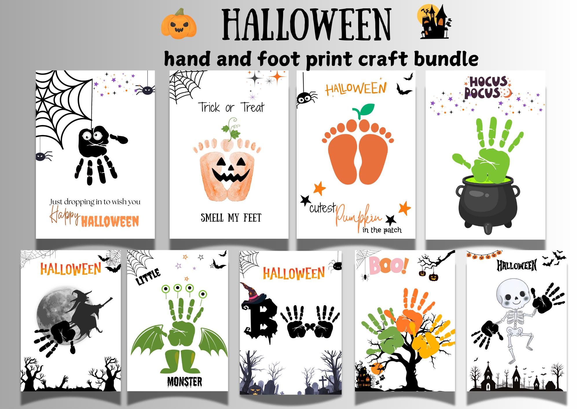 Halloween Handprint Art Bundle: Spooky Kids Crafts (digital Download ...