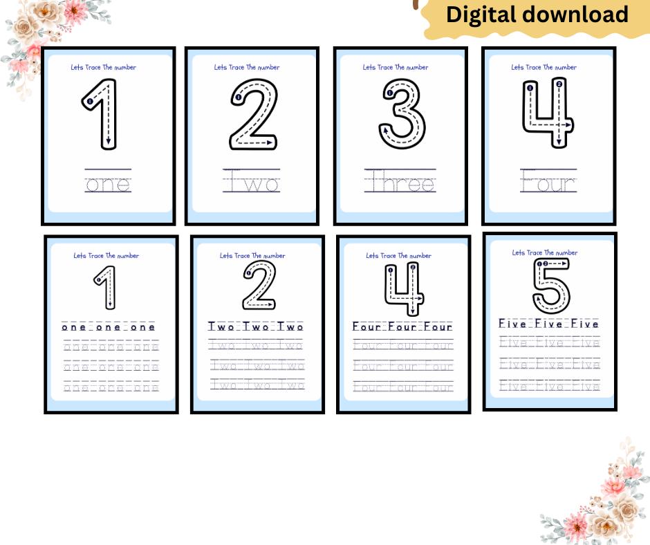 Toddler Alphabet Trace Numbers Worksheets to 10 for Preschool, Number ...