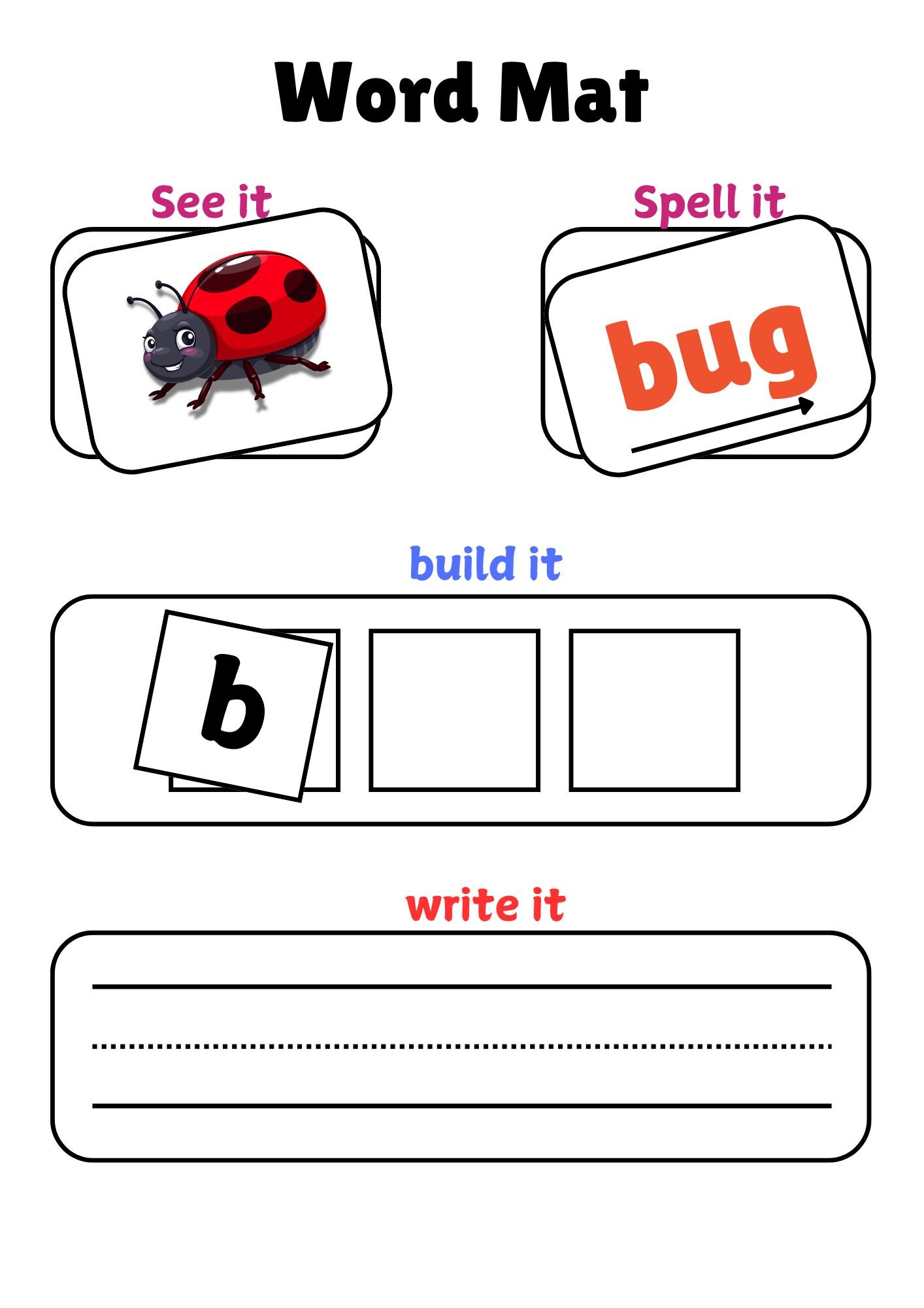 CVC Words, Word Building Mat, Phonics Worksheets, Learn ,read Spelling ...