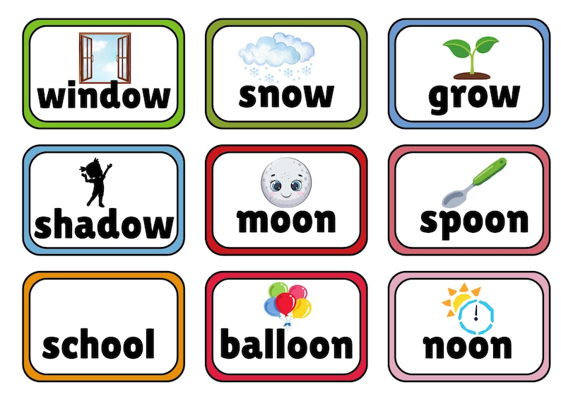Long Vowels Phonics Flashcards: Reading Practice, Preschool ...