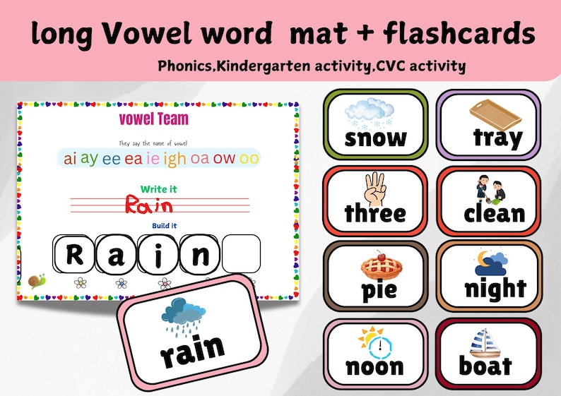 Long Vowels Phonics Worksheets: Reading Practice, Preschool ...