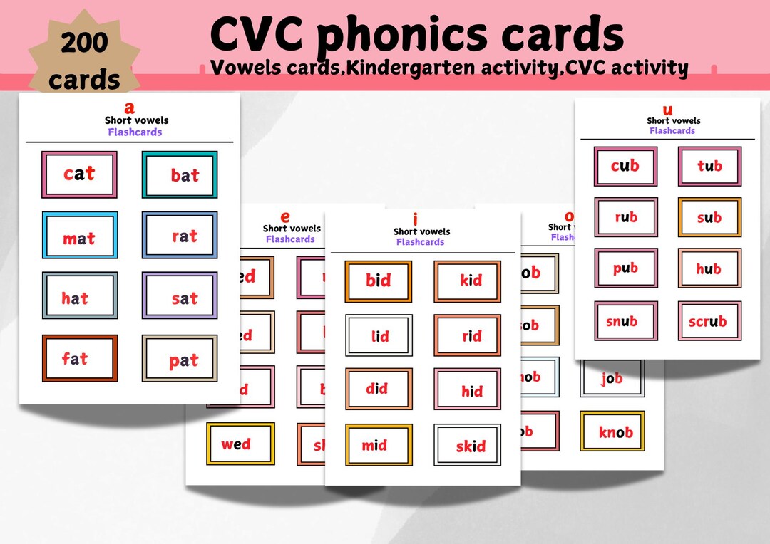 CVC Word Flashcards: Phonics Reading Practice for Kindergarten (PDF ...