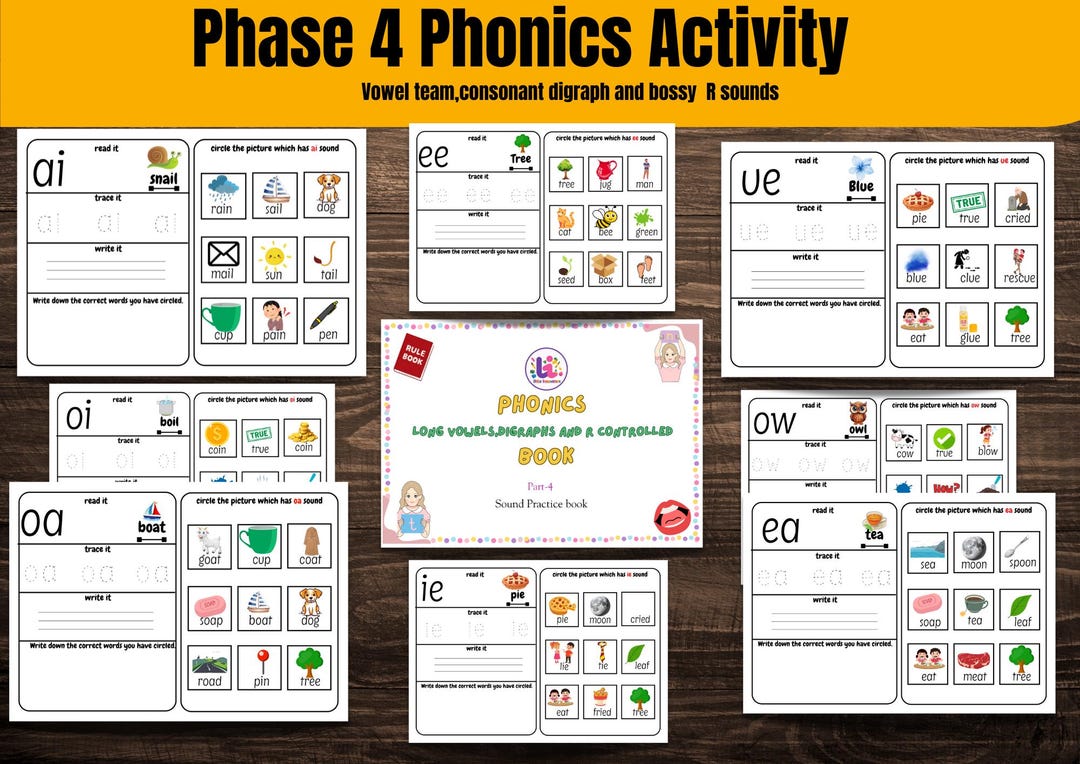 Phase 4 Phonics: Vowel Team ,consonant Digraph and Bossy R Practice ...
