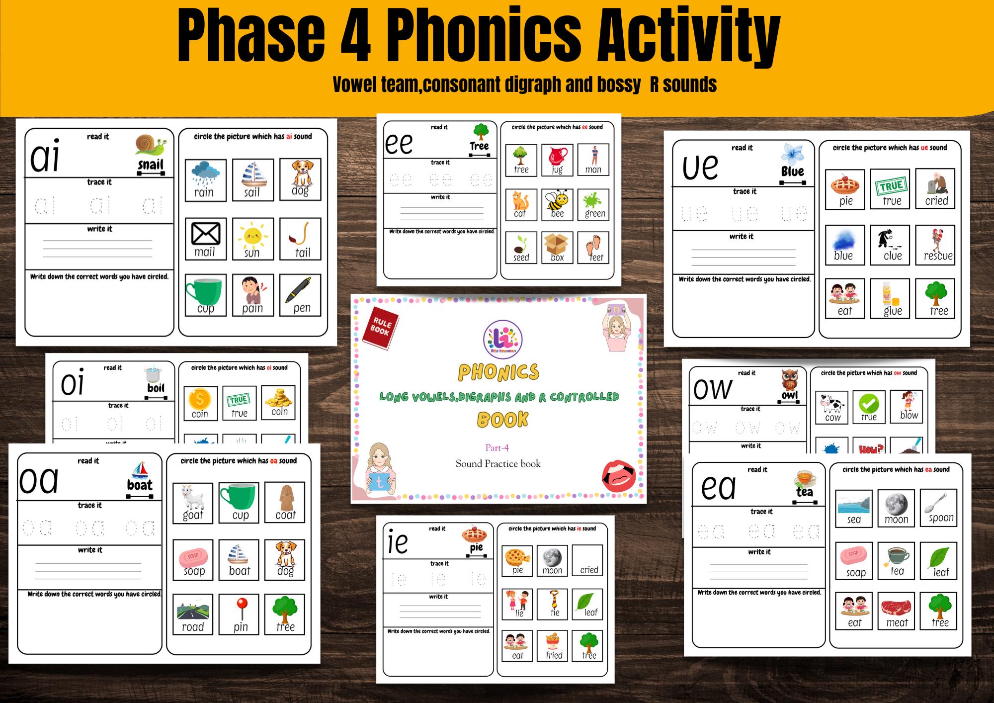 Phase 4 Phonics: Vowel Team ,consonant Digraph and Bossy R Practice ...