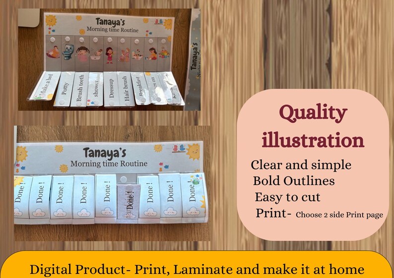 Morning Routine Chart, Printable Folding Flip Chart , Kids Daily Before ...