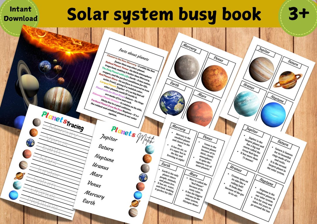 Solar System Busy Book Page, Planets Matching Worksheet for Toddlers ...