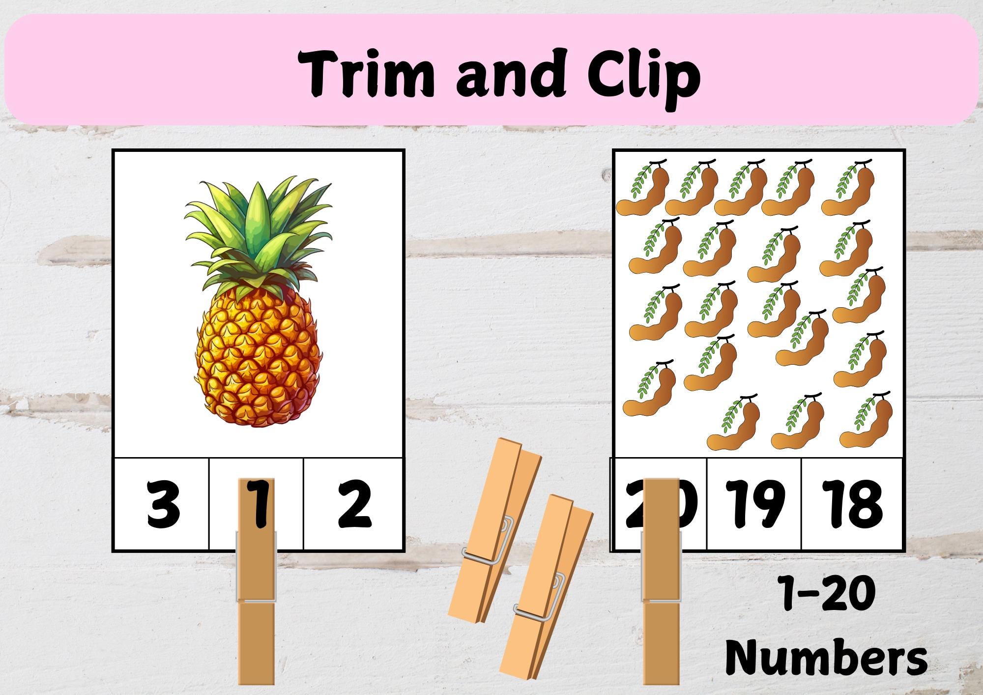 Fruit Count and Clip Cards, Numbers 1-20, Counting Cards, Flashcards ...