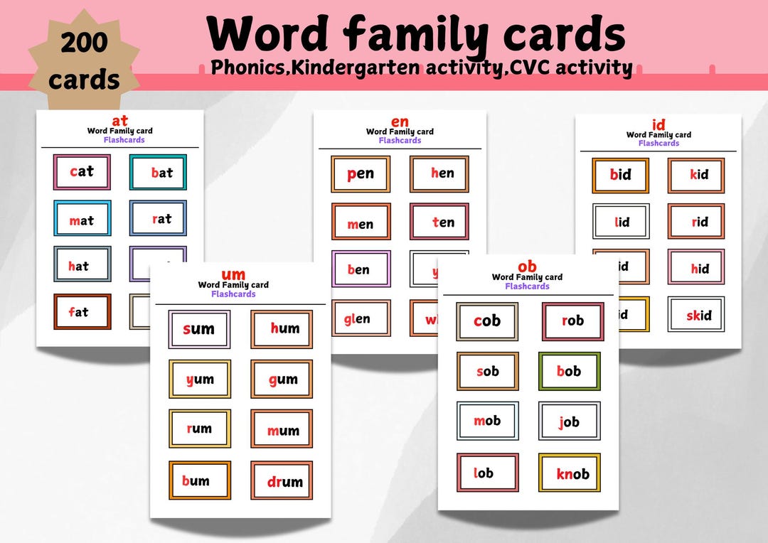 CVC Words Flashcards: Phonics, Kindergarten Reading (PDF Download) - Etsy