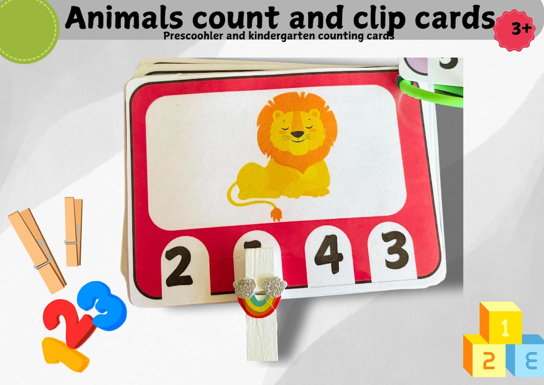 Animals Count & Clip Cards. Printable Counting Activity. Homeschool ...