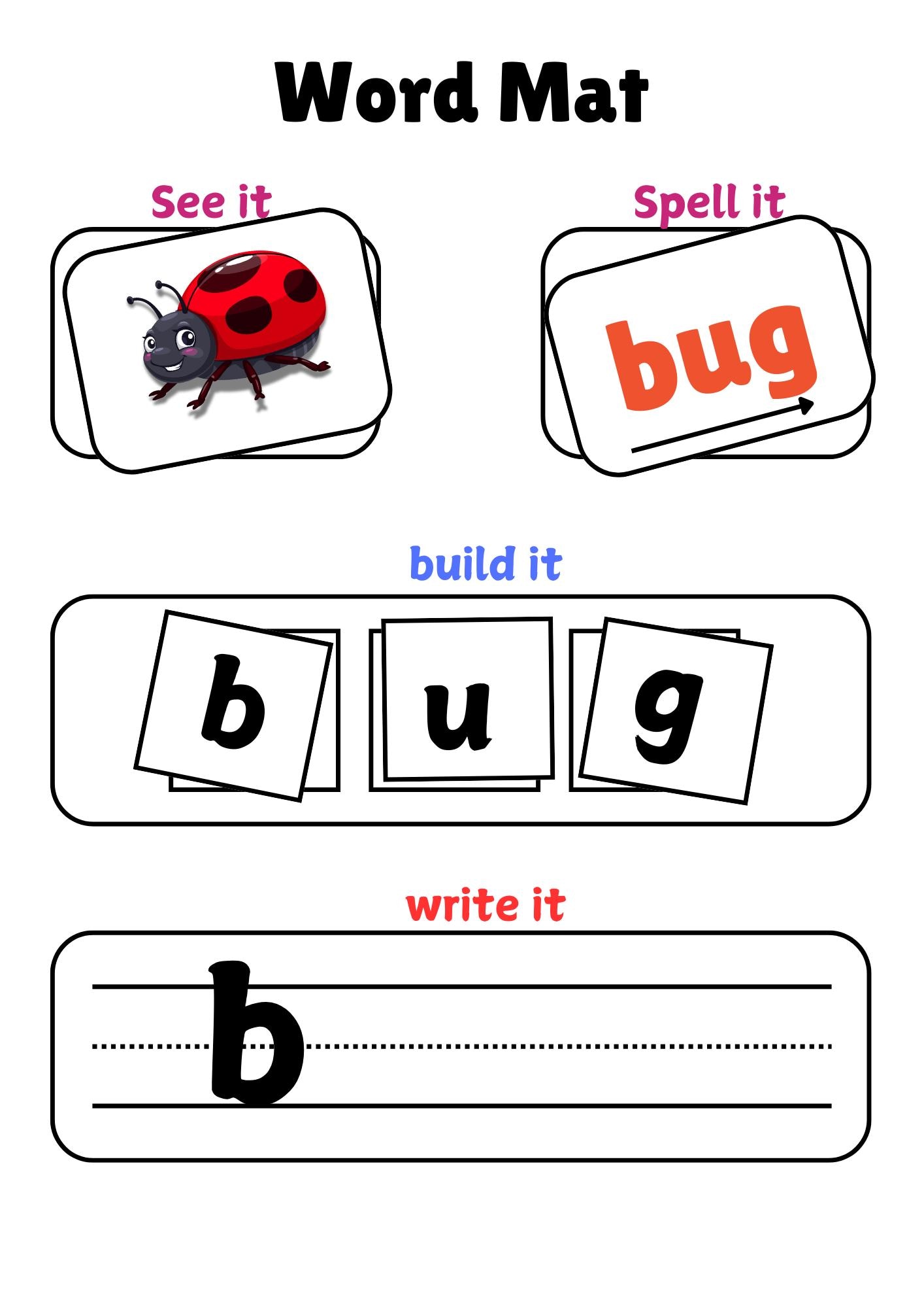 CVC Words, Word Building Mat, Phonics Worksheets, Learn ,read Spelling ...