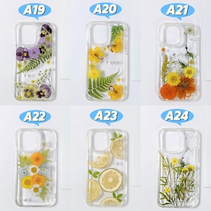 Pressed Real Flower Dried Fruit Lemon Floral Phone Case iPhone 17 16 15 ...