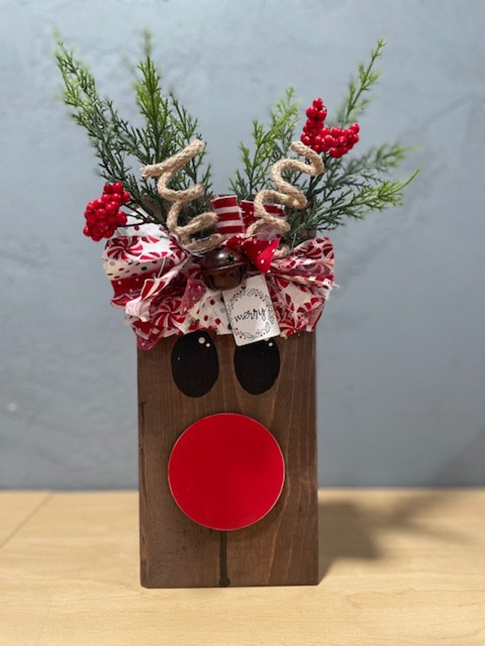 Wooden Reindeer, Rudolph, Whimsical Reindeer, Christmas Decor, Wood ...